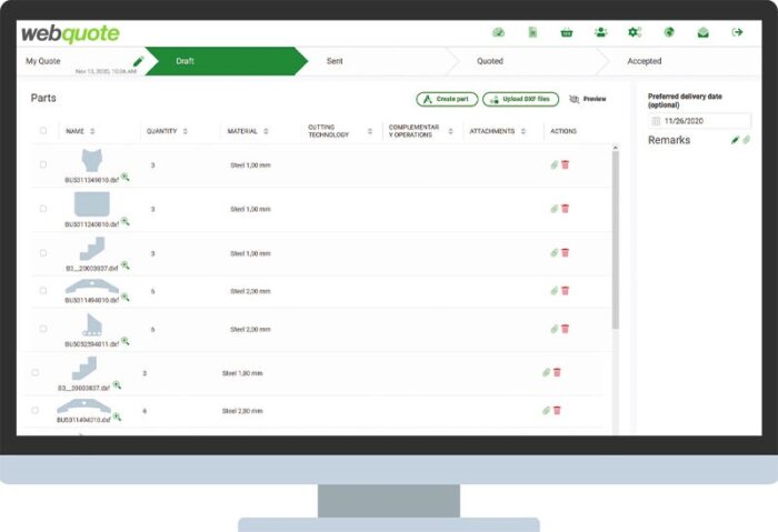 Webquote, the web service to manage requests for quotes - Almacam
